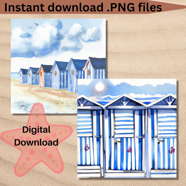 Beach Hut Wall Art - Etsy