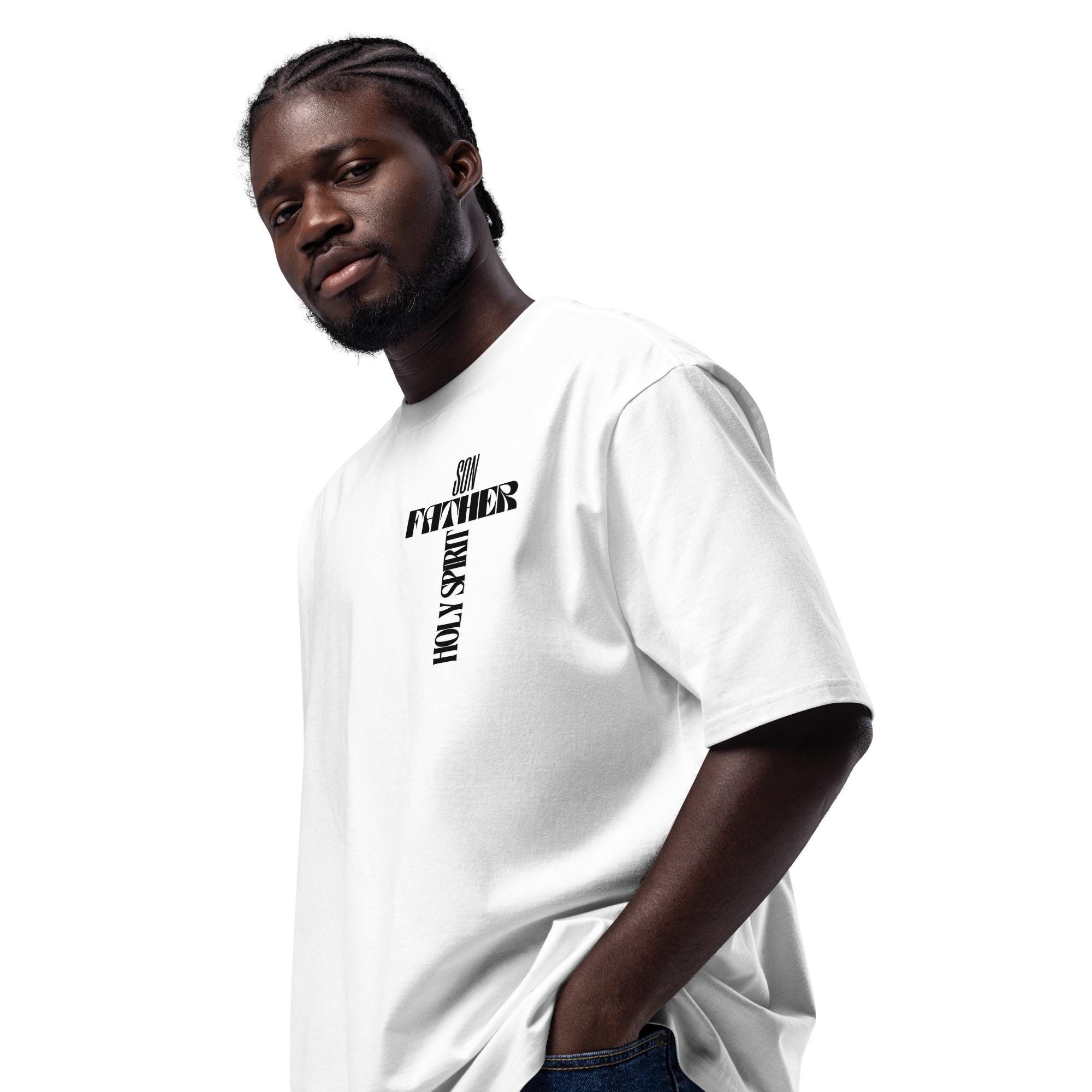 Father Son Holy Spirit White Oversized Heavyweight Tshirt Christian ...