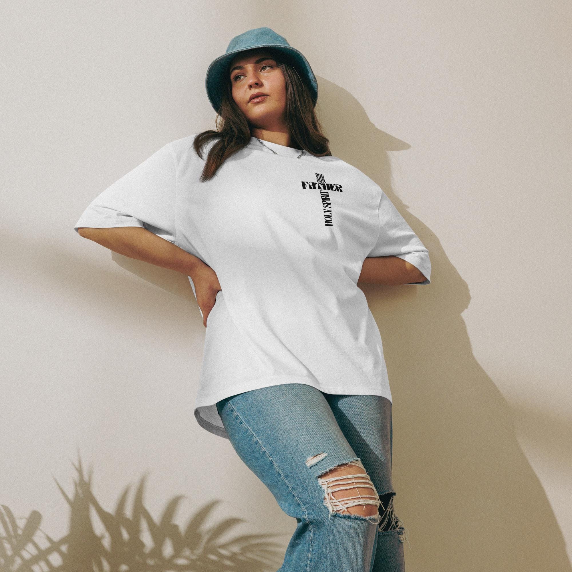 Father Son Holy Spirit White Oversized Heavyweight Tshirt Christian ...