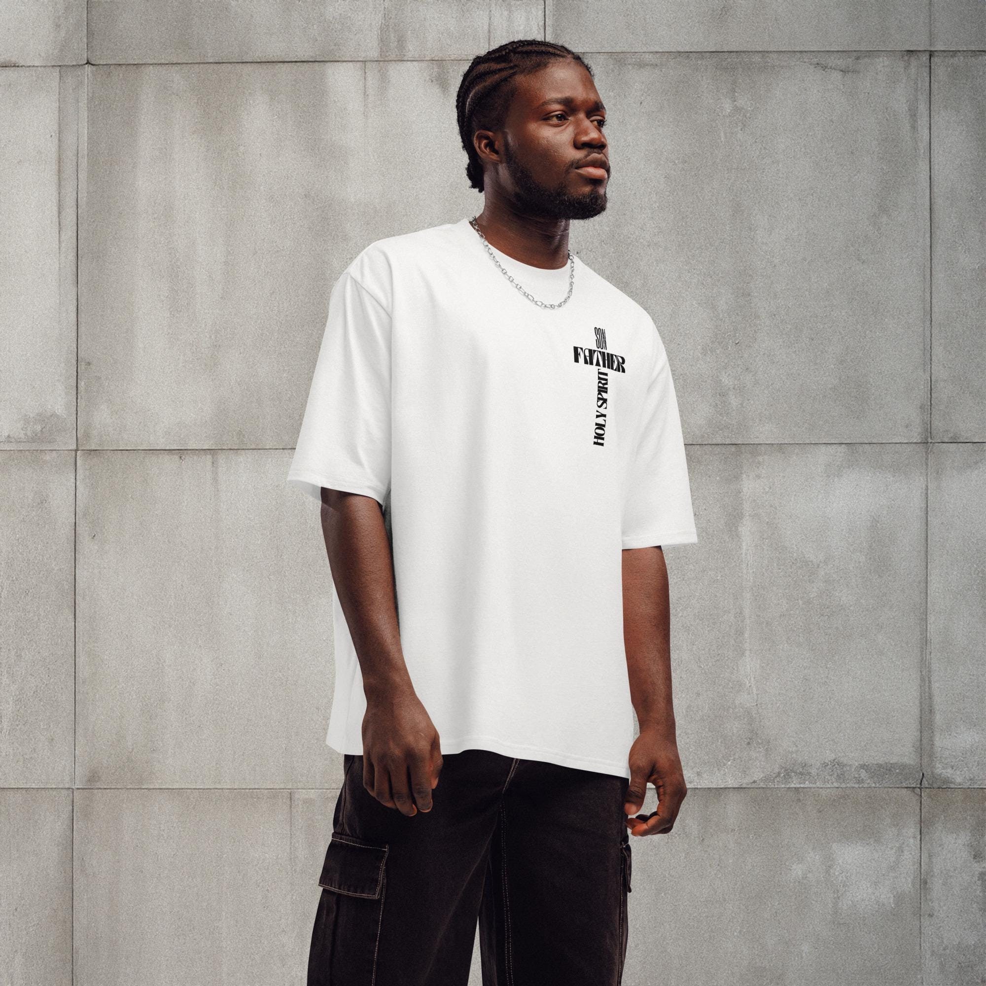 Father Son Holy Spirit White Oversized Heavyweight Tshirt Christian ...