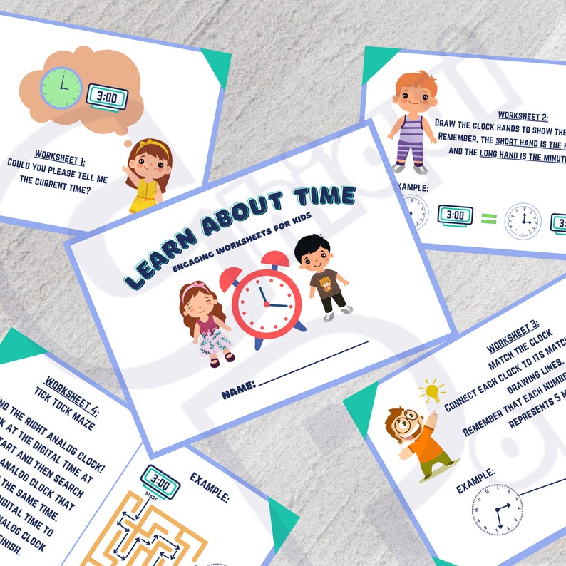 Learning About Time Engaging Worksheet for Kids Grade 1-3, Busy Book ...
