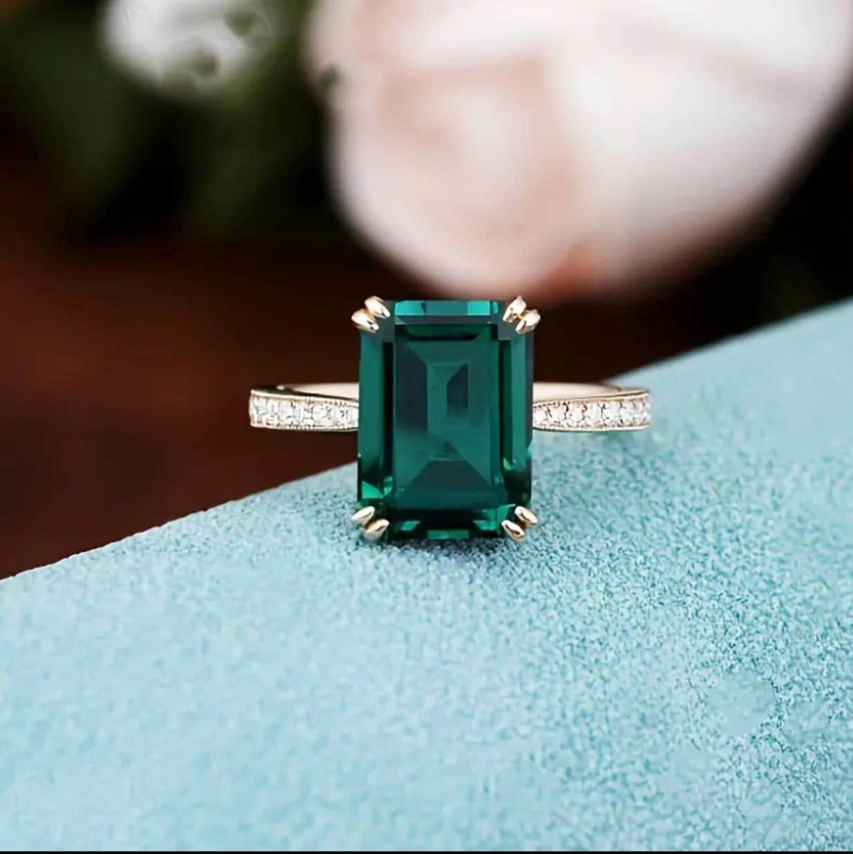 Buy Genuine Emerald Ring Emerald Engagement Ring Wedding Emerald Ring ...