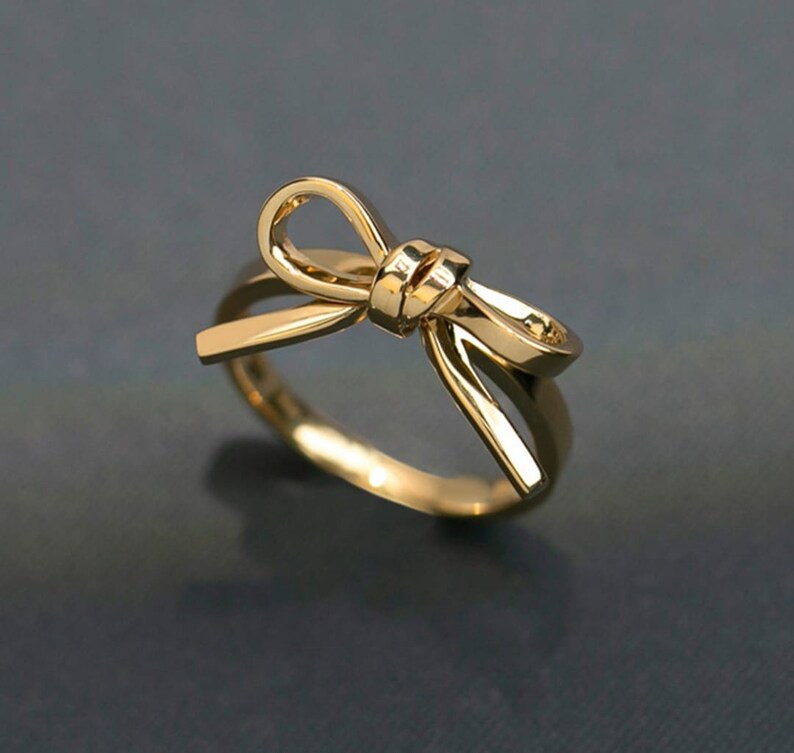 Handmade Silver Knot Bow Tie Ring, Dainty Ribbon Ring, Minimalist Band ...