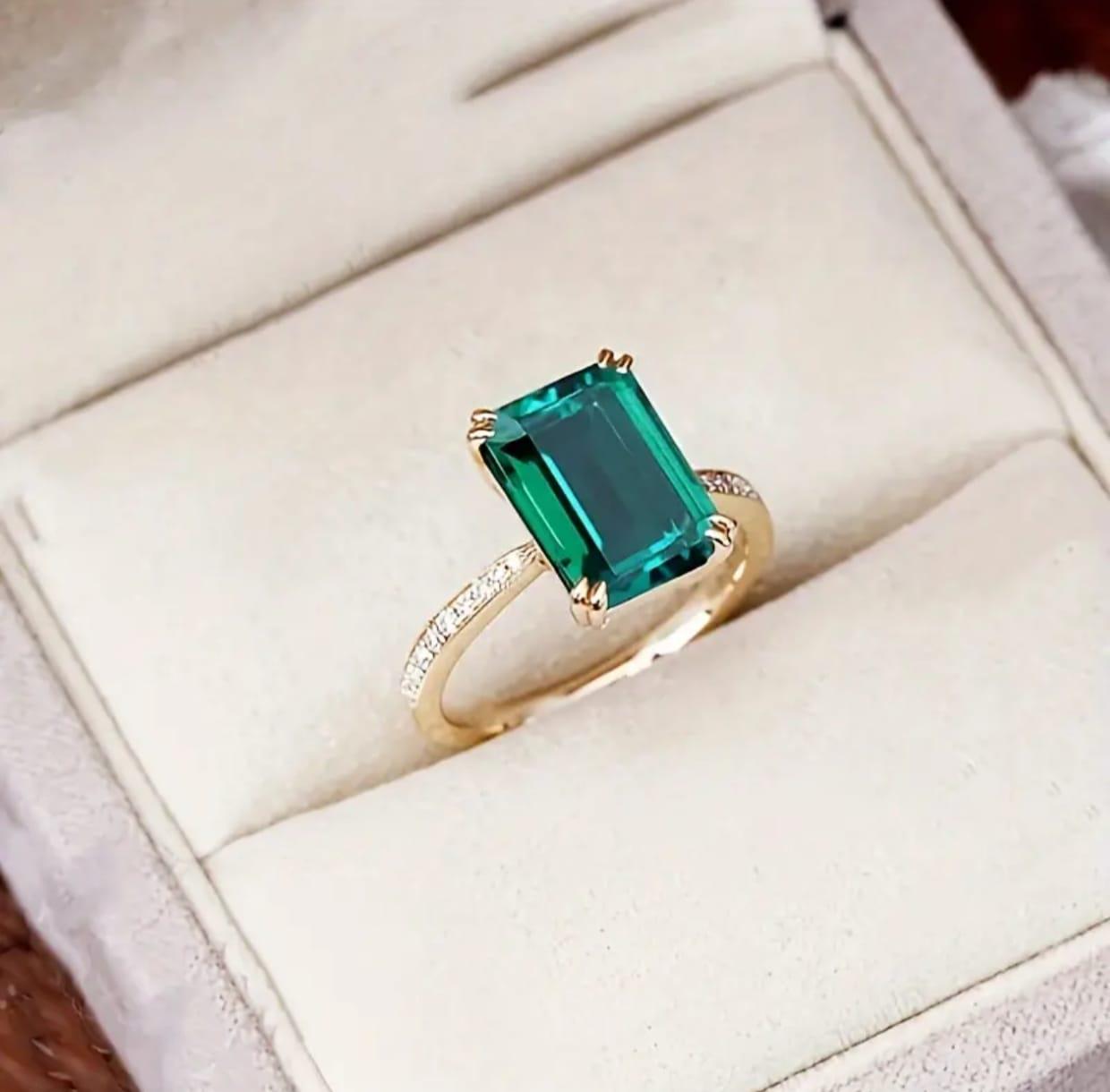 Genuine Emerald Ring Emerald Engagement Ring Wedding Emerald Ring ...