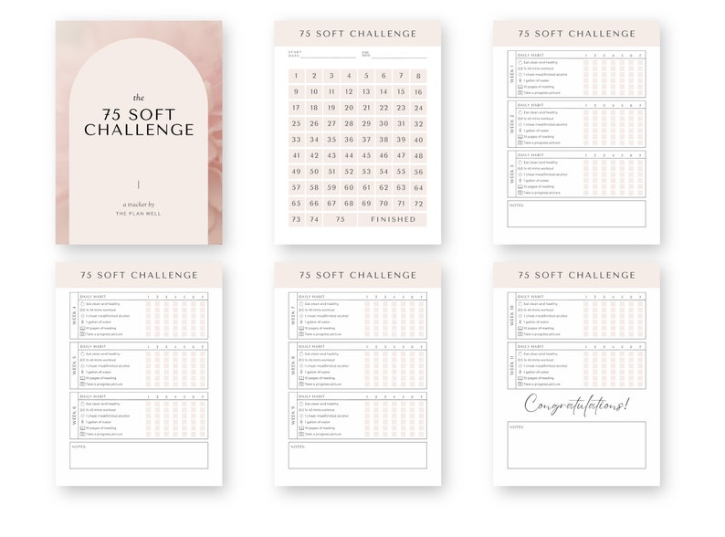 EDITABLE 75 Soft Challenge Tracker Bundle - Etsy