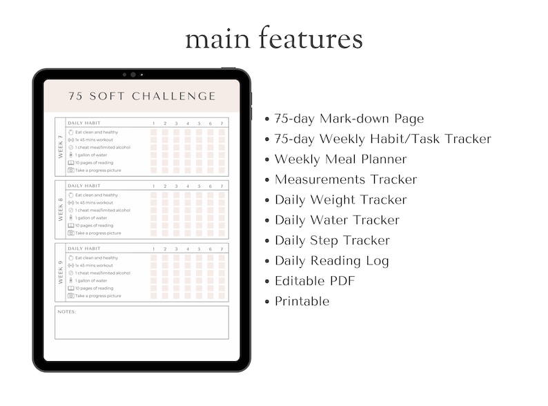 EDITABLE 75 Soft Challenge Tracker Bundle - Etsy