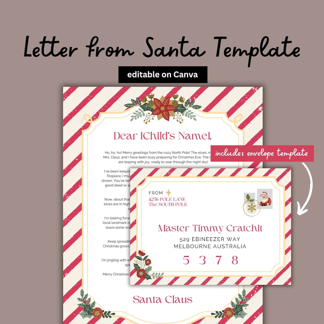Vintage Christmas Letter From Santa Canva Template - Magical and ...