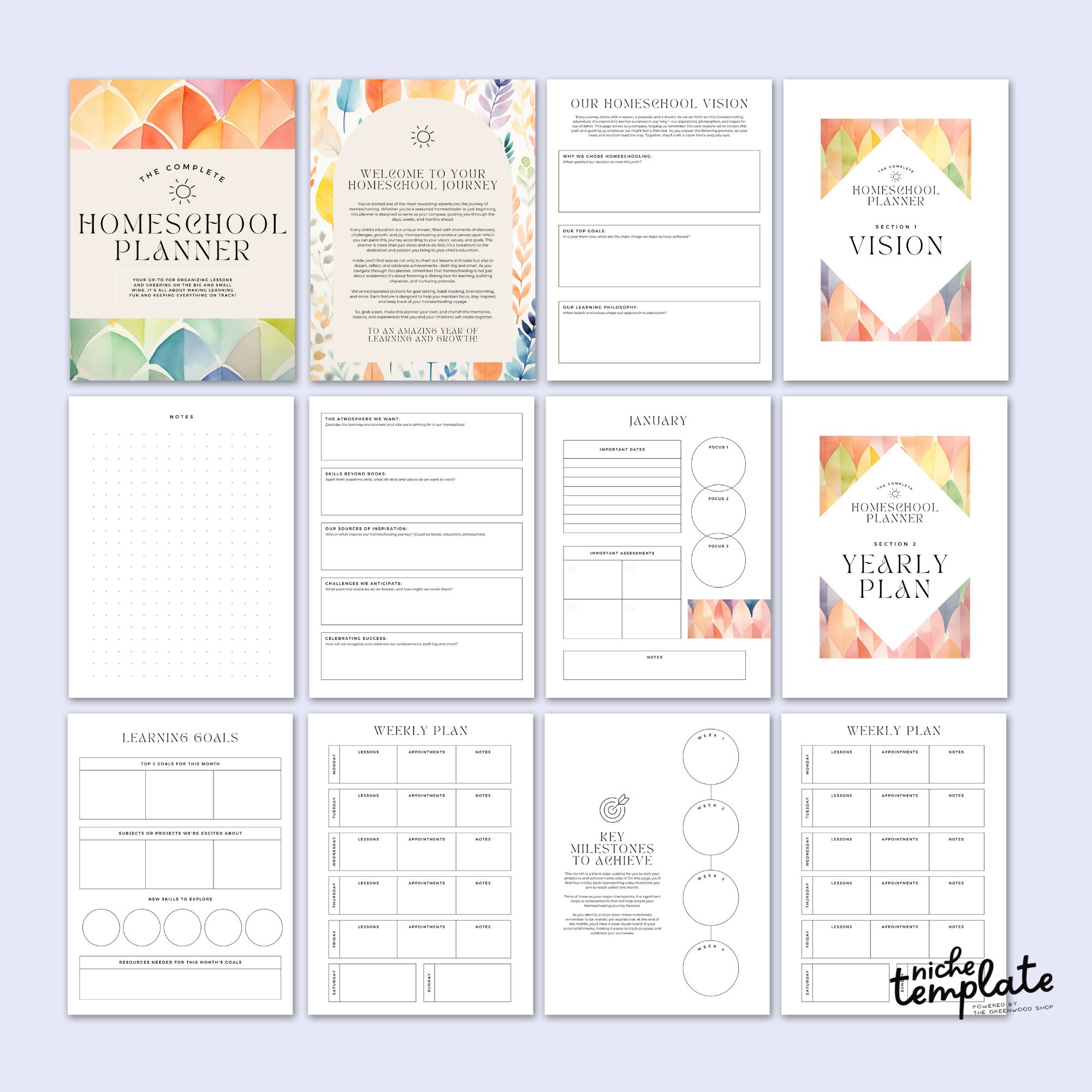 Homeschool Planner | Editable, Canva Template - Etsy
