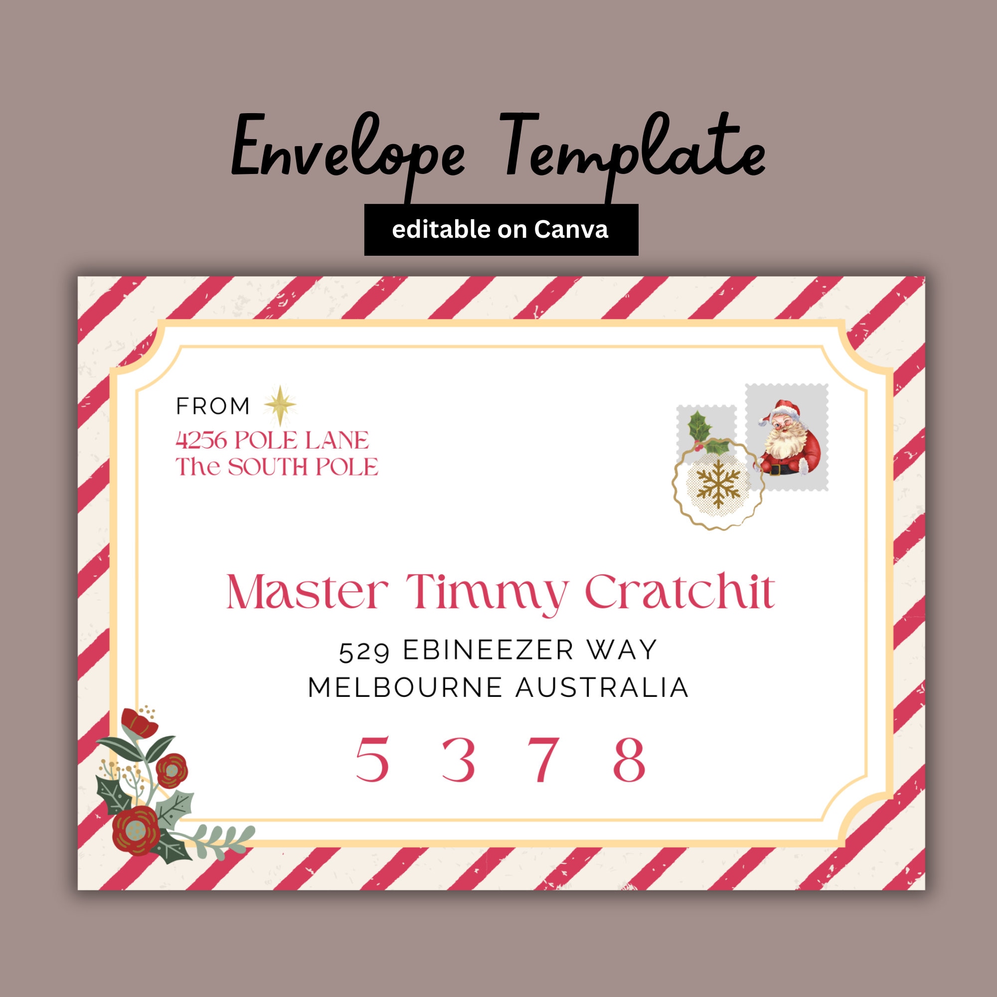 Vintage Christmas Letter From Santa Canva Template - Magical and ...
