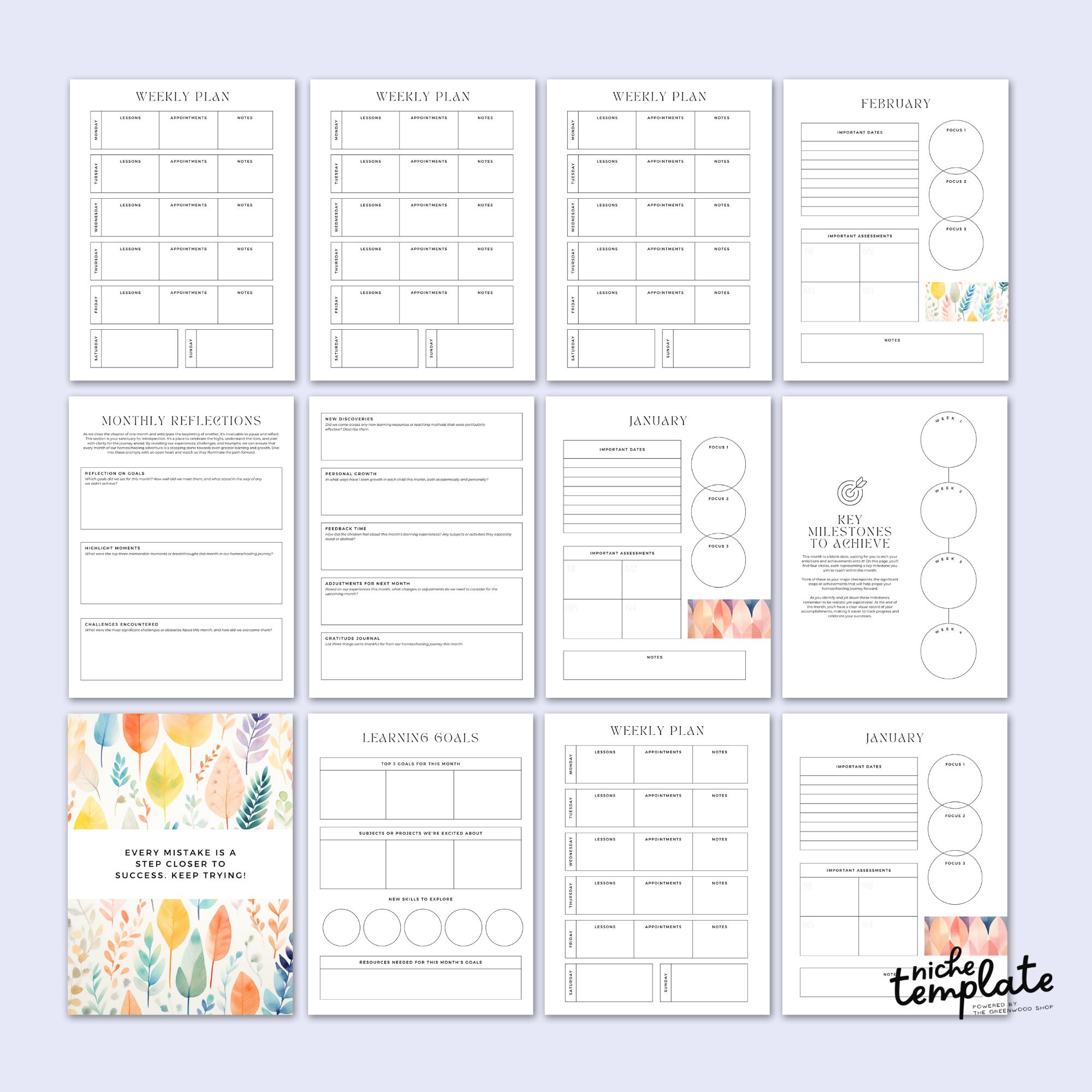 Homeschool Planner | Editable, Canva Template - Etsy