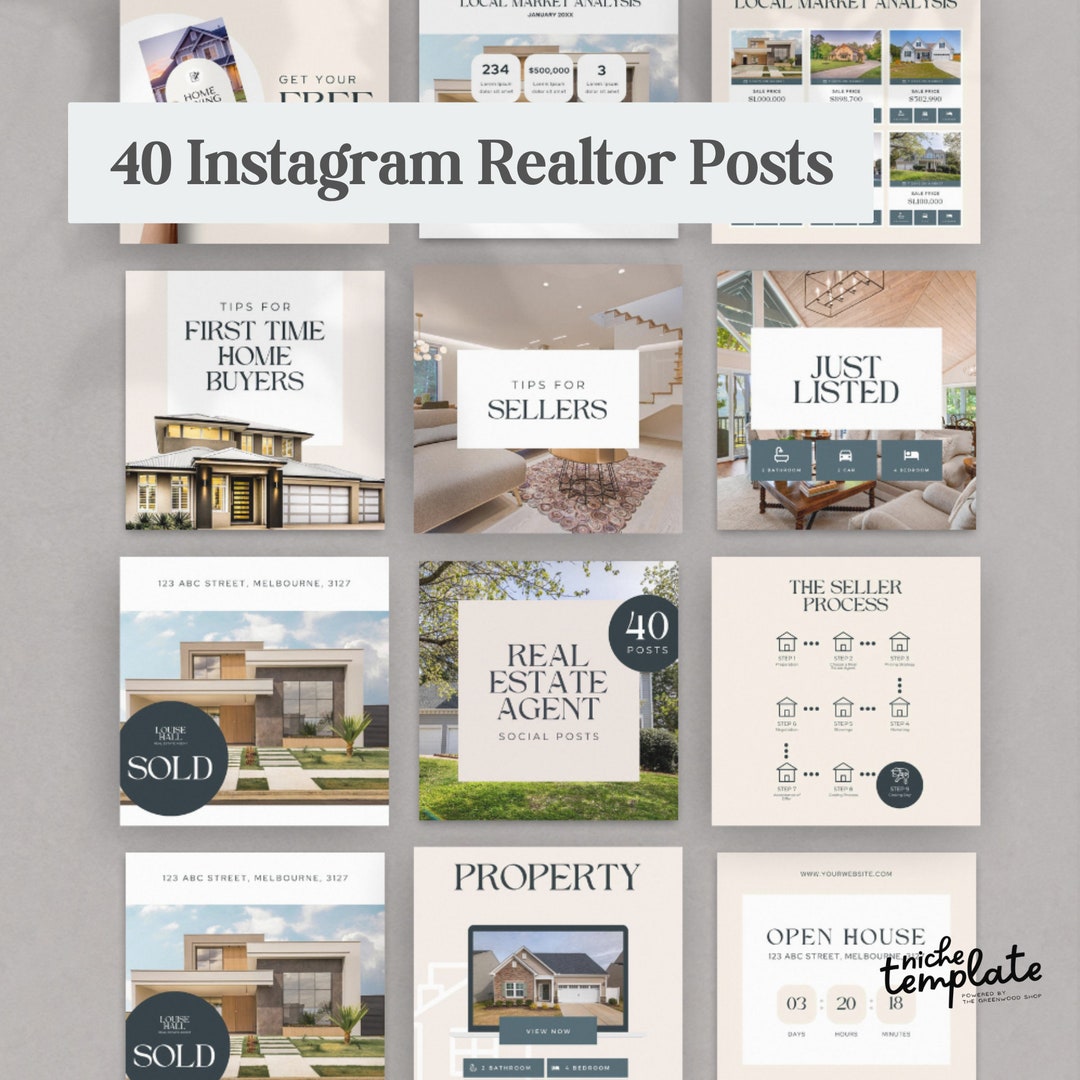 40 Instagram Realtor Posts | Real Estate Social Media Posts | Editable ...