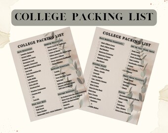 Best College Essentials Checklist, Printable Dorm Room Packing List A4 ...