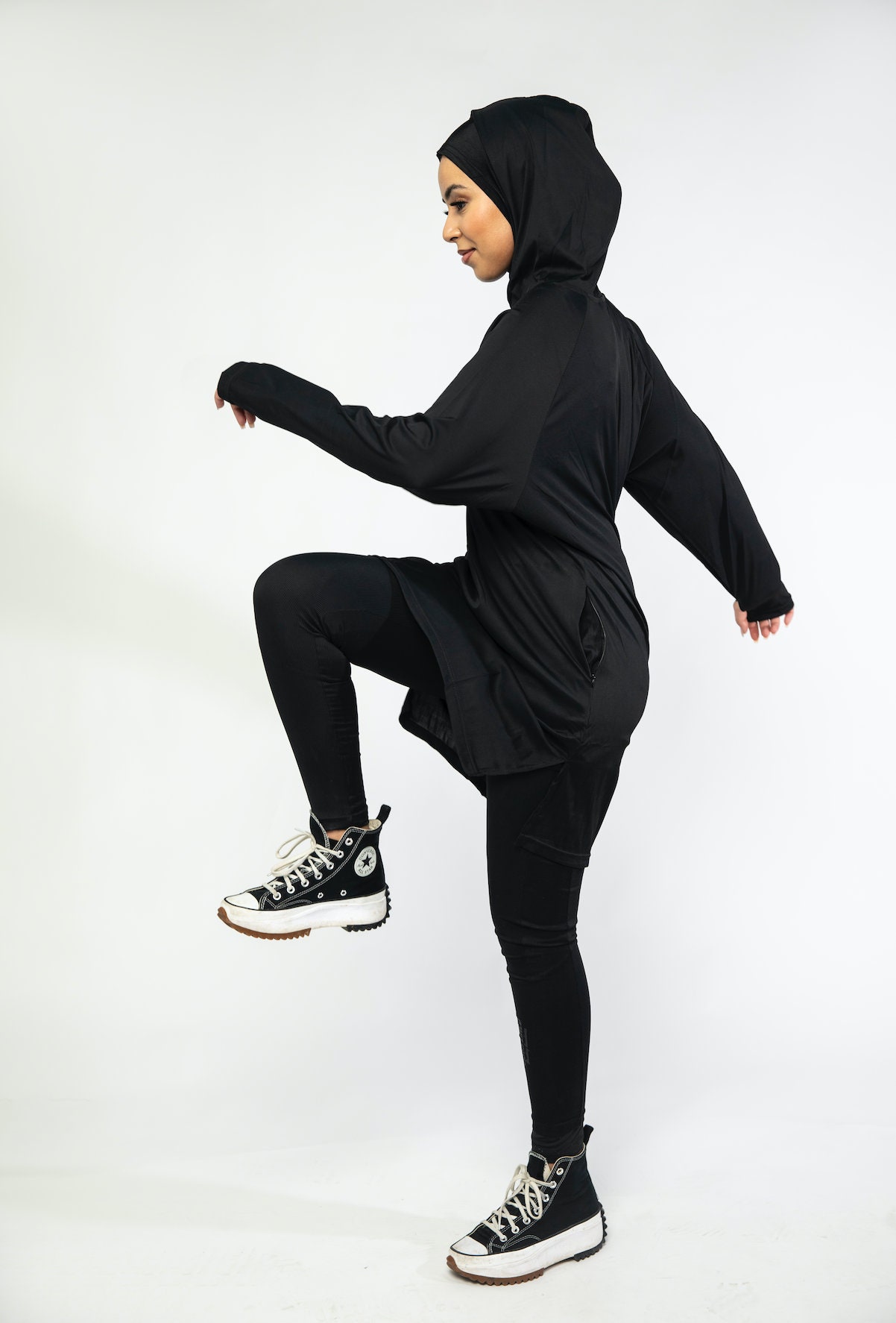 Modest Activewear/swimwear Hoodie - DISCRETE BLACK - Etsy