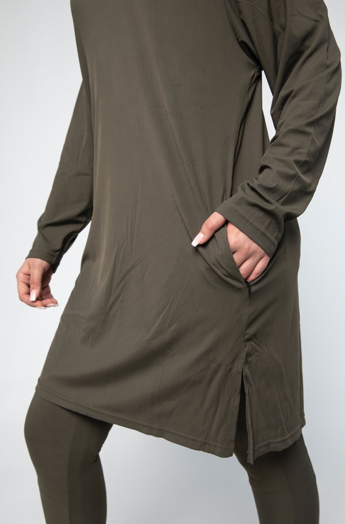 Modest Activewear/swimwear Hoodie - Olive Green - Etsy