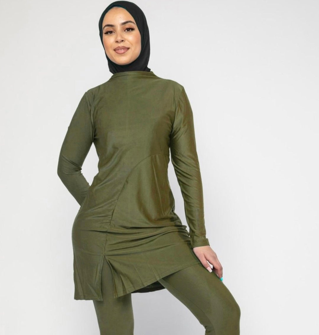 Tropical Green Modest Swimsuit - Etsy