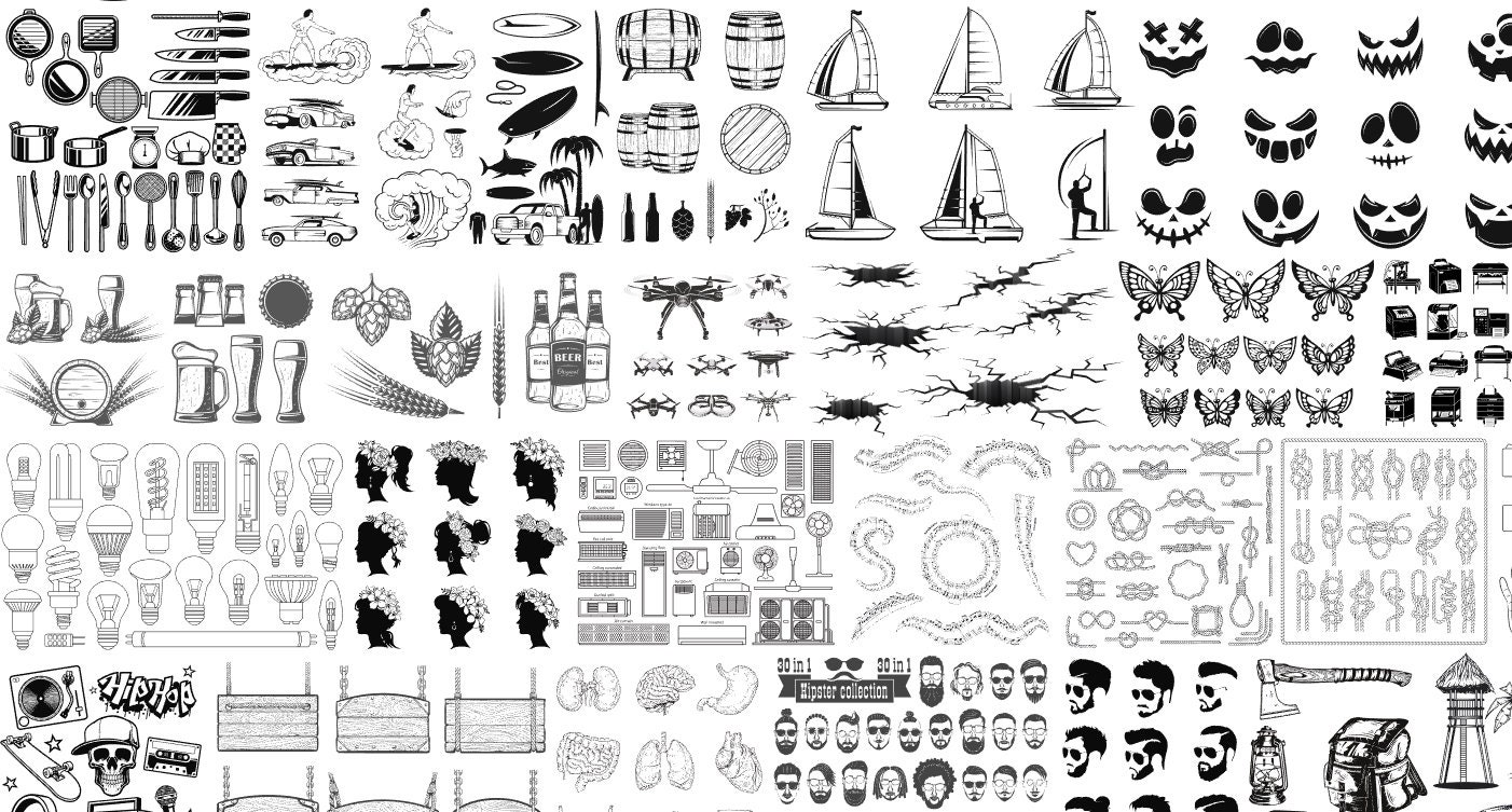 Svg Mega Bundle - Set Svg Design Bundle - Cdr PNG Ai Files for Cutting ...