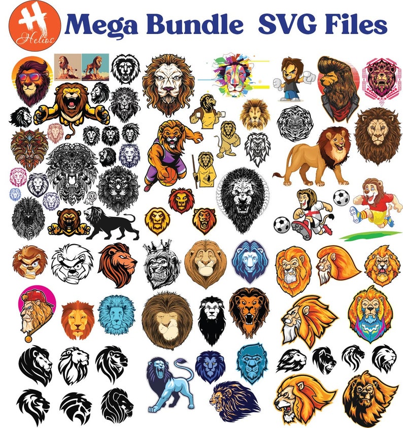 Lion Svg Bundle - Set Lion Svg Design Bundle - SVG Cdr PNG Ai Files for ...