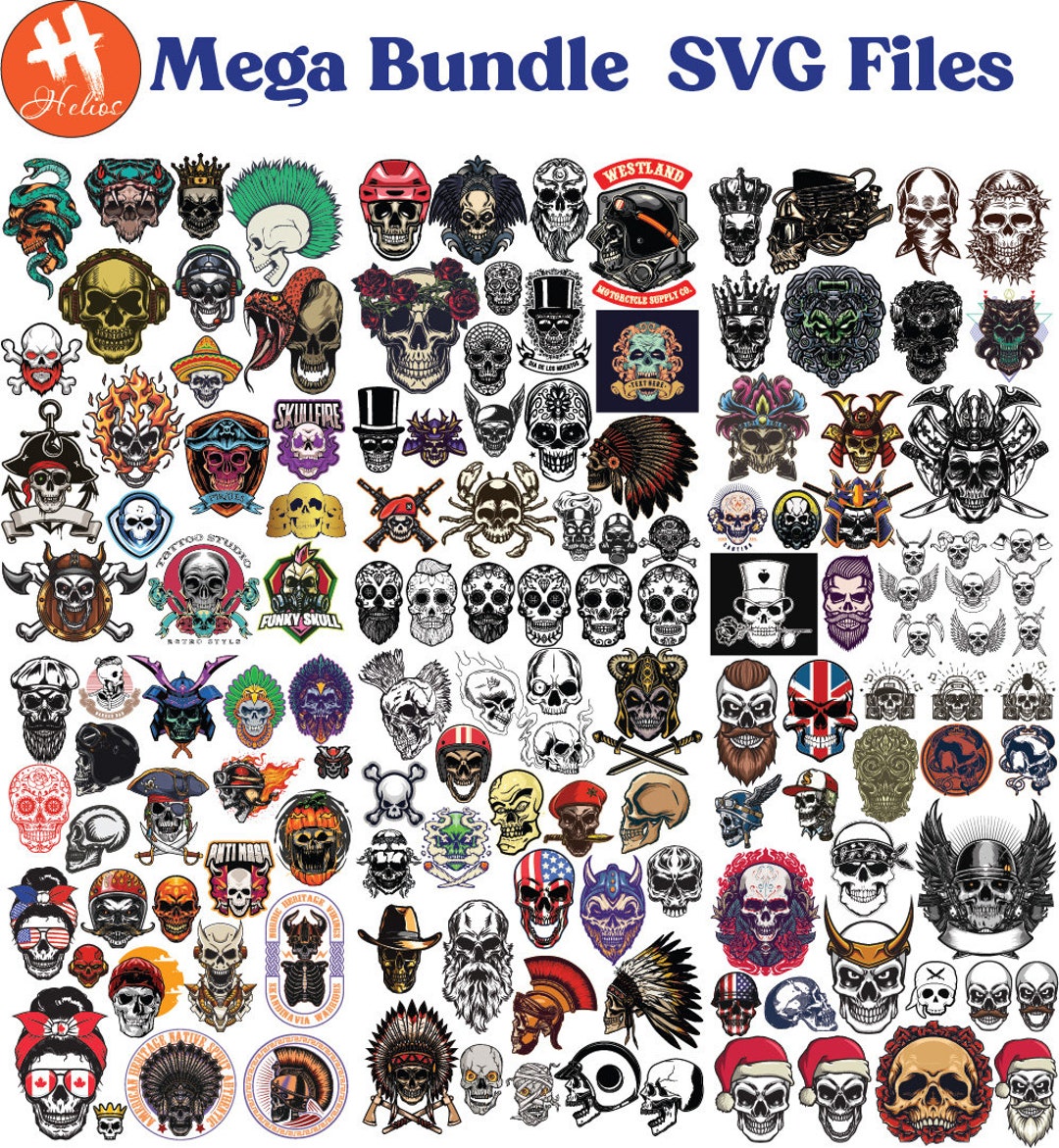 Skull Svg Bundle - Set Skull Svg Design Bundle - SVG Cdr PNG Ai Files ...