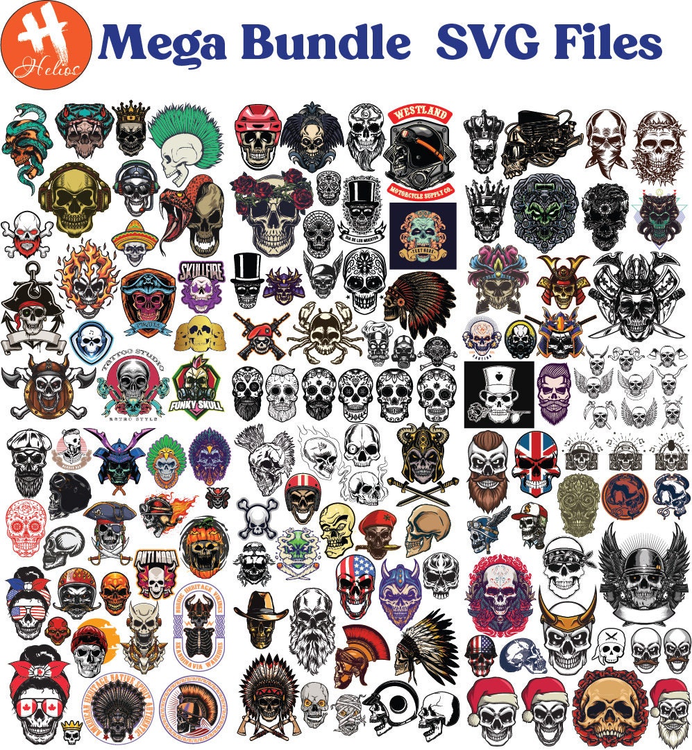 Skull Svg Bundle - Set Skull Svg Design Bundle - SVG Cdr PNG Ai Files ...