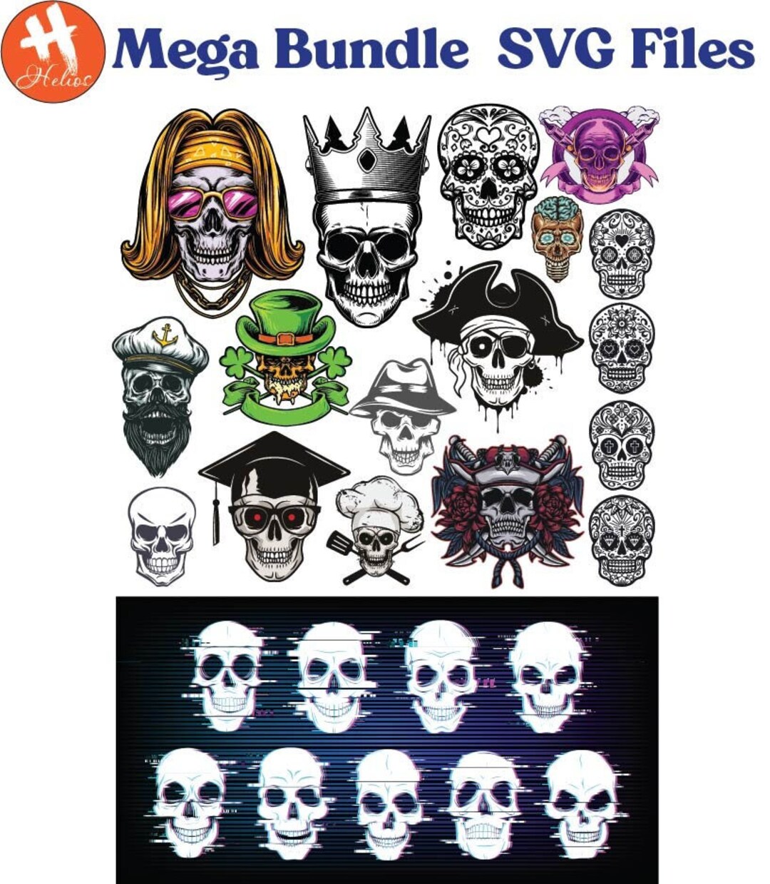 Skull Svg Bundle - Set Skull Svg Design Bundle - SVG Cdr PNG Ai Files ...
