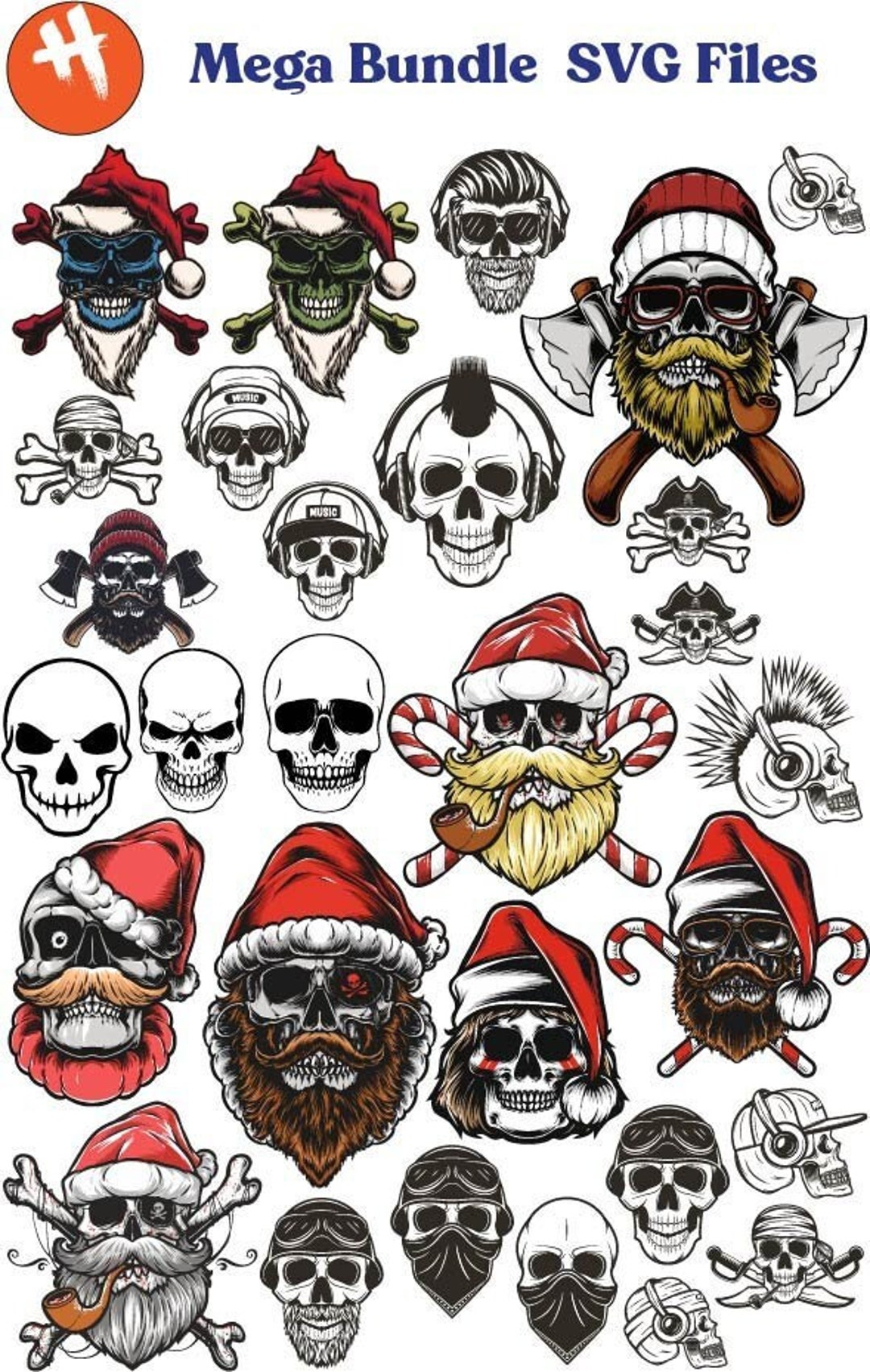 Skull Svg Bundle - Set Skull Svg Design Bundle - SVG Cdr PNG Ai Files ...