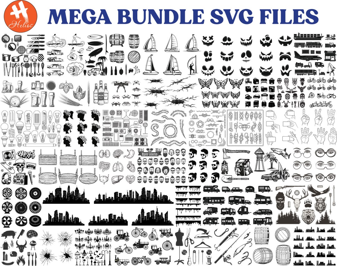 Svg Mega Bundle - Set Svg Design Bundle - Cdr PNG Ai Files for Cutting ...