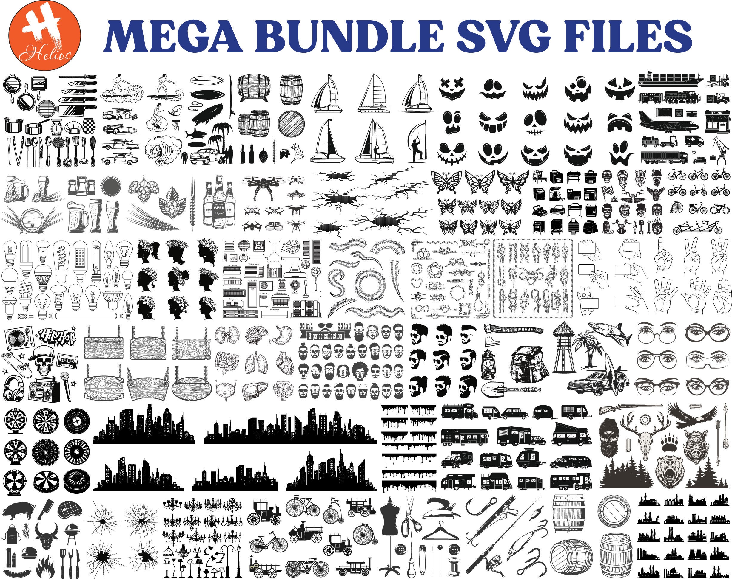 Svg Mega Bundle - Set Svg Design Bundle - Cdr PNG Ai Files for Cutting ...