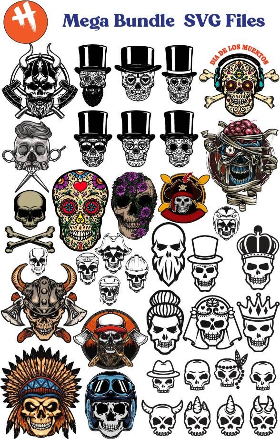 Skull Svg Bundle - Set Skull Svg Design Bundle - SVG Cdr PNG Ai Files ...
