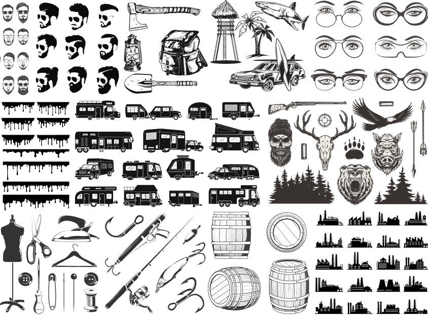 Svg Mega Bundle - Set Svg Design Bundle - Cdr PNG Ai Files for Cutting ...