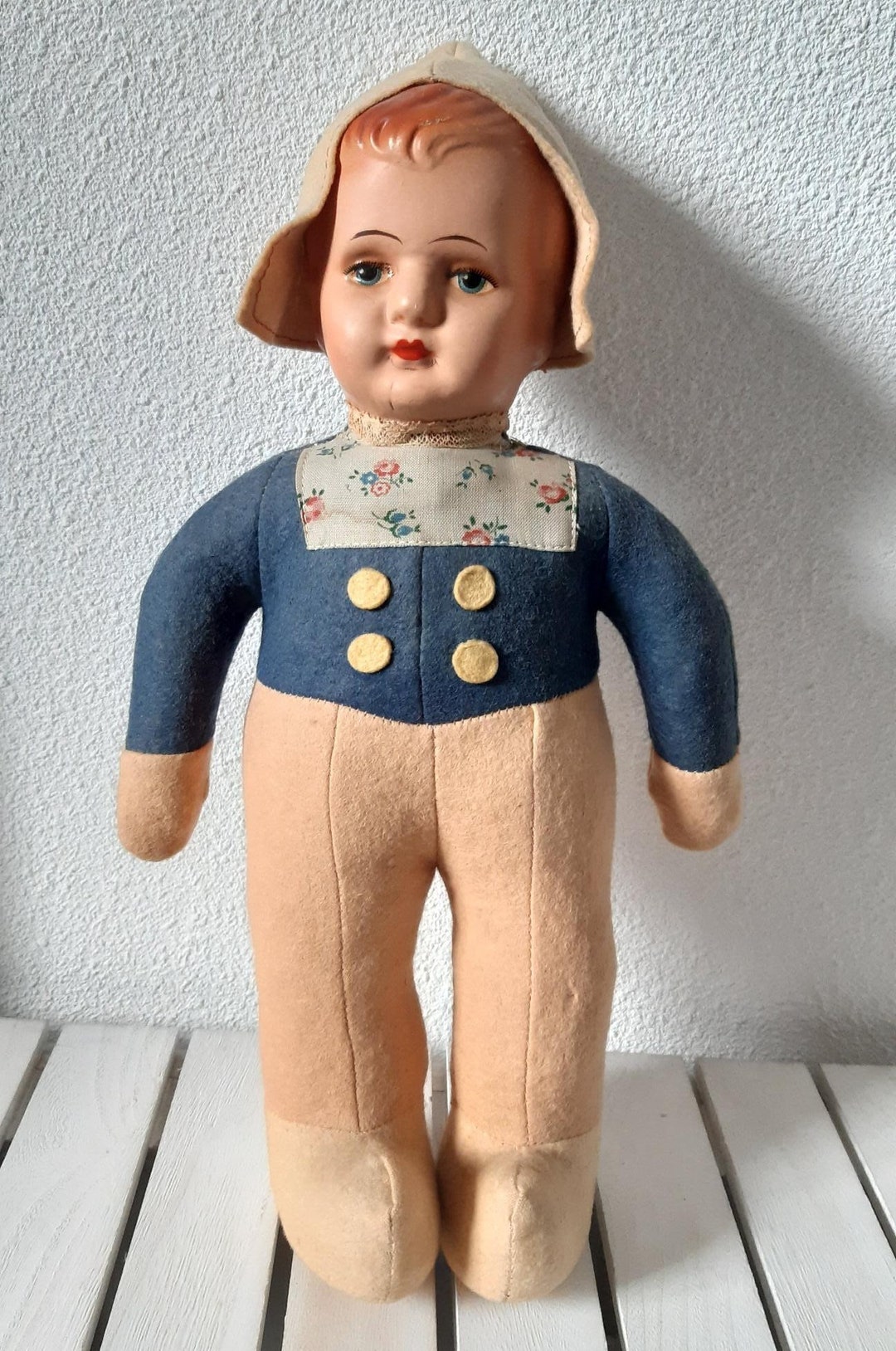 Antique Felt Doll With Composite in Costume of Volendam - Etsy