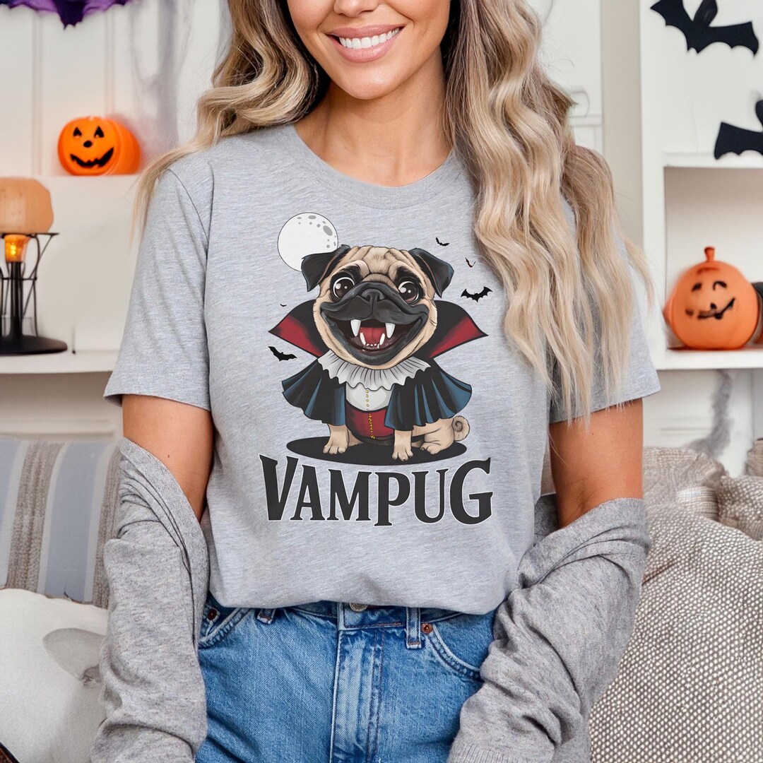 Vampire Pug Dog Shirt, Funny Vampug Gift for Pet Lovers, Weirdcore Cute ...