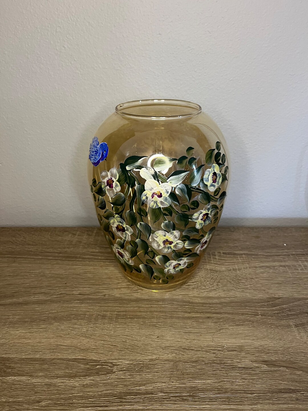 Hand Painted Glass Vase - Etsy