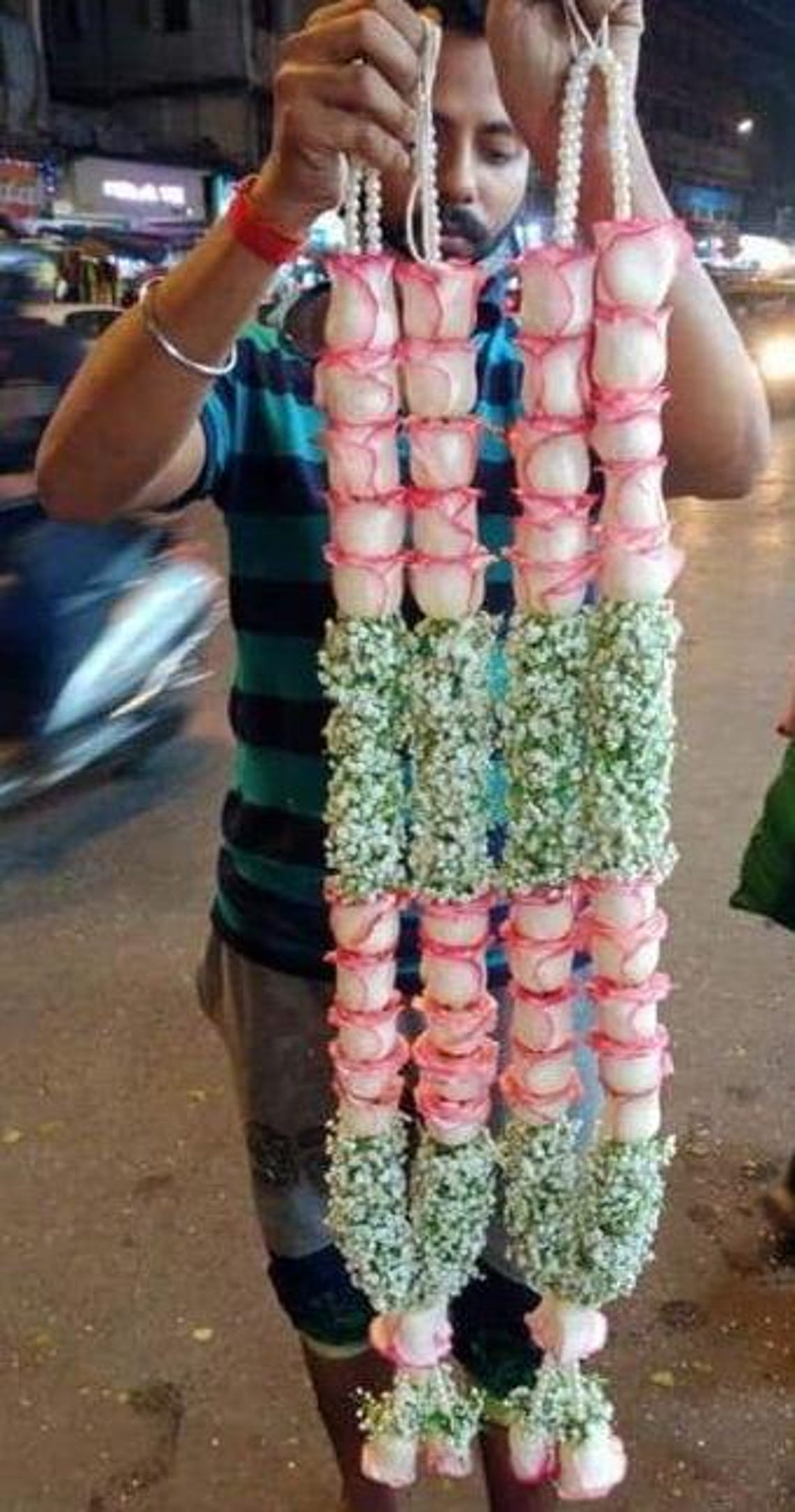 Indian Baby's Breath Flower Varmala and Rose Milni Mala, Wedding Mala ...