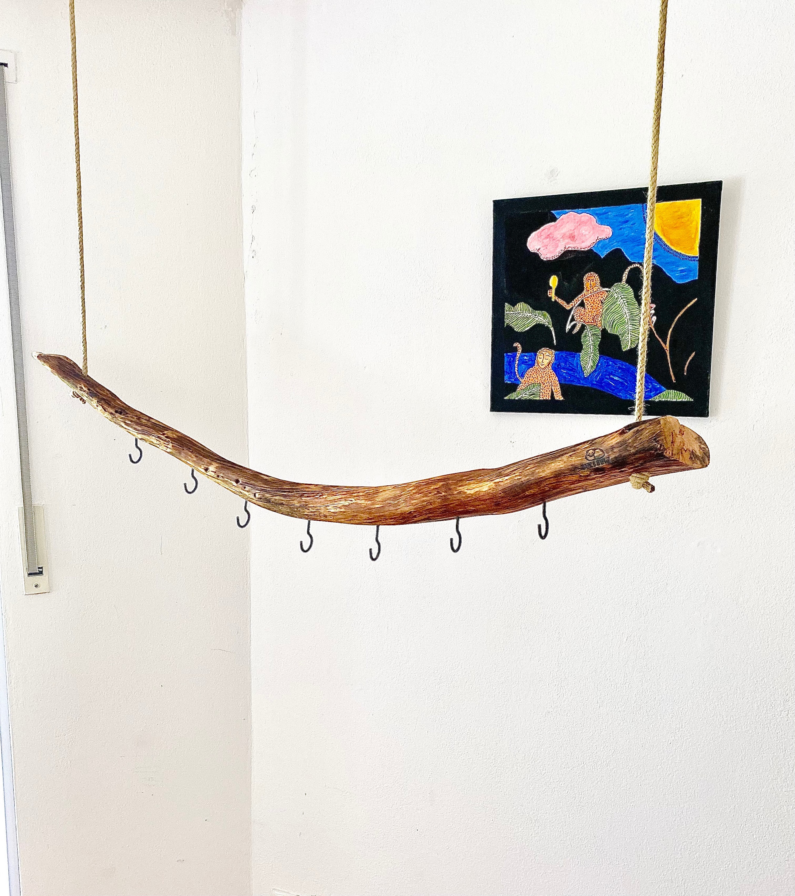 Hanging Clothes Rail Made of Natural Wood, Wooden Clothes Rail ...
