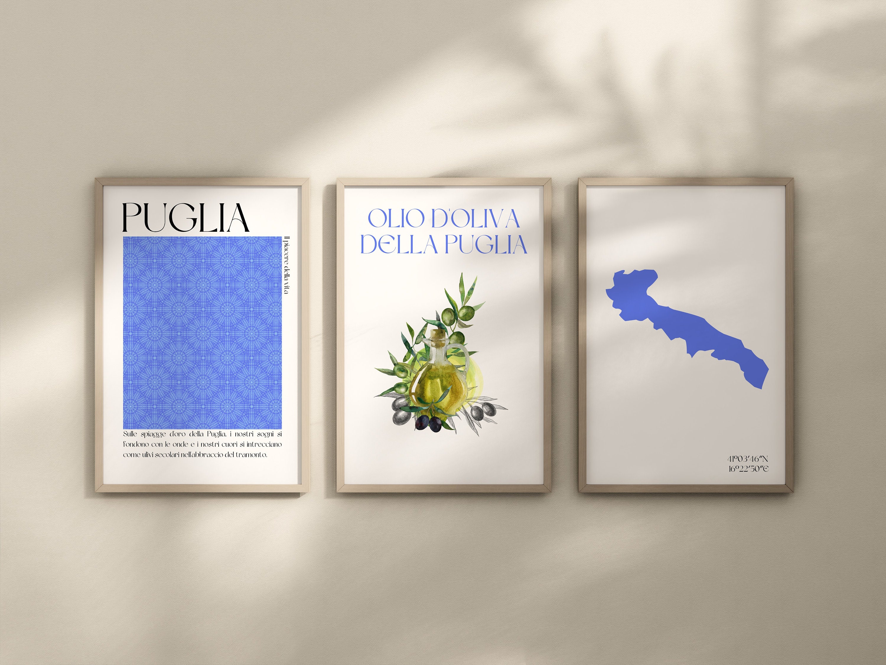 Italian Printable Wall Set of 3, Trendy Wall Set, Italy, Puglia, Retro ...
