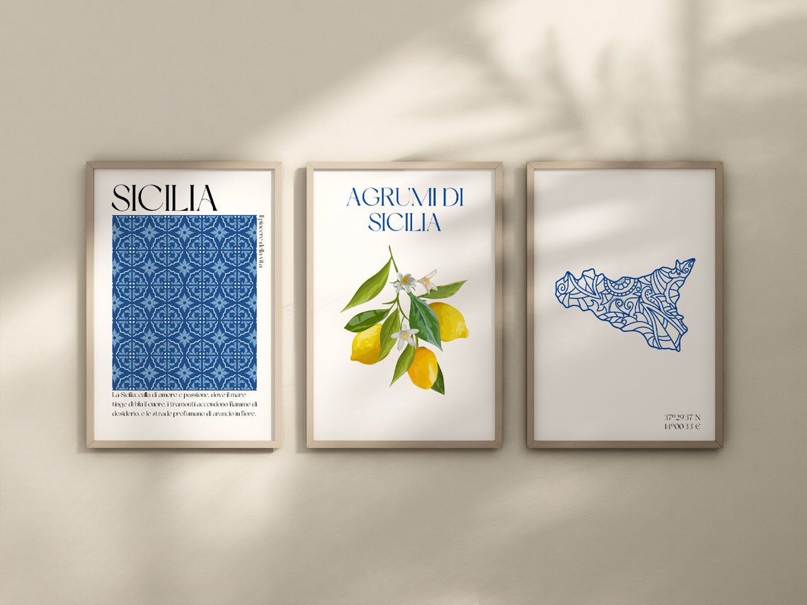 Italian Printable Wall Set of 3, Summer Wall Decor, Light Wall Art ...