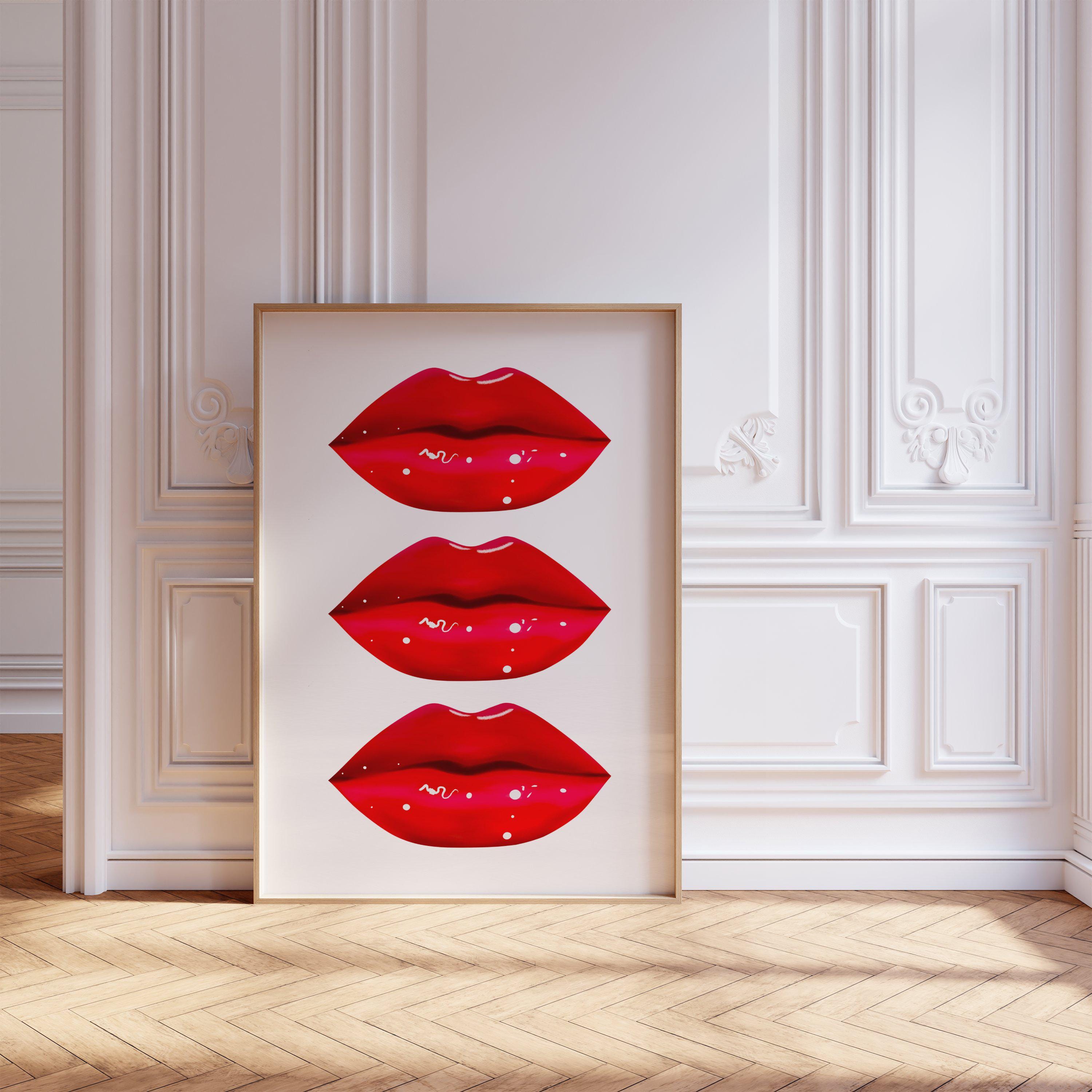 Trendy Lipstick Kiss Poster, Lips Art Print, Trendy Wall Art ...