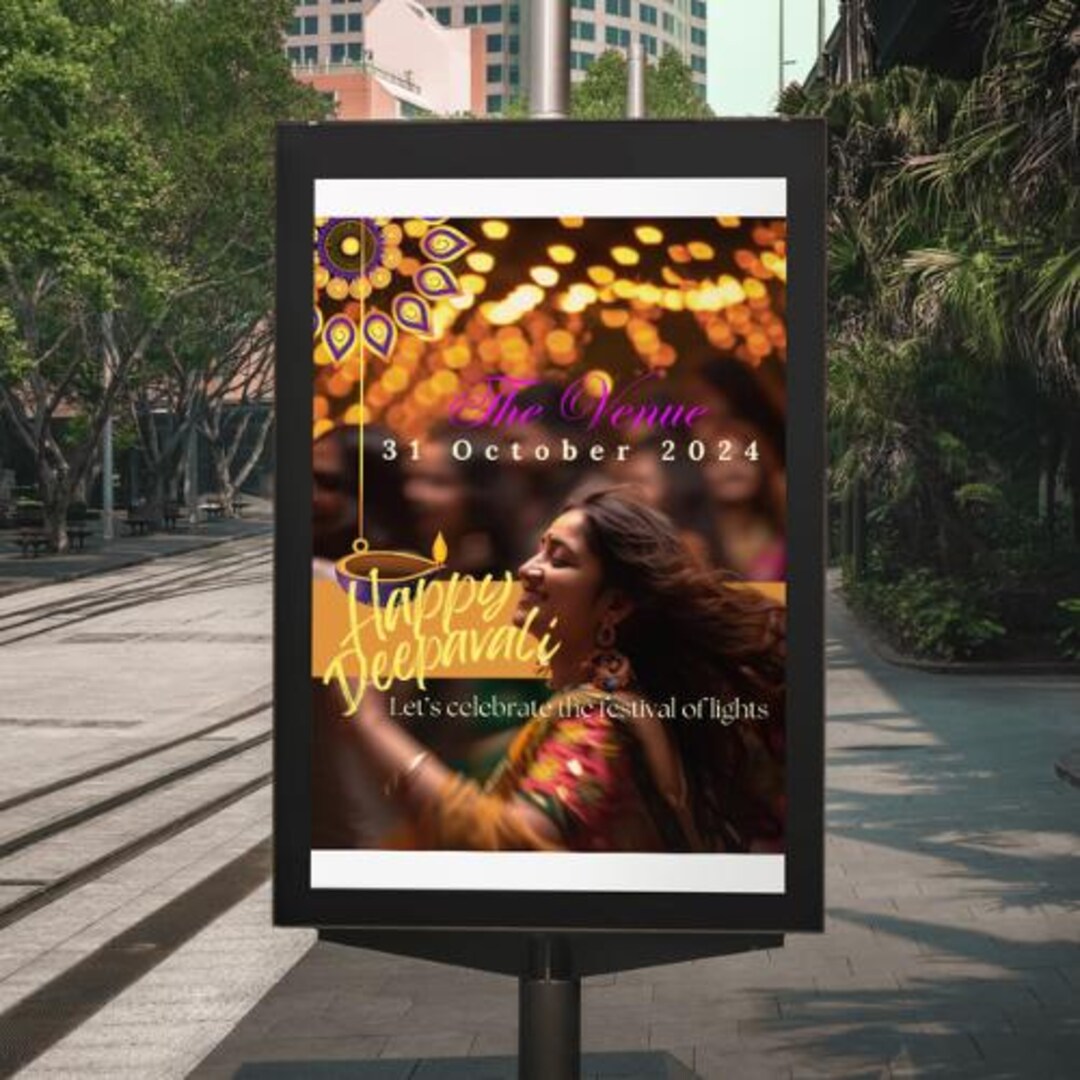 Digital Deepavali Poster Canva Template, Religious Festival Wall Art ...