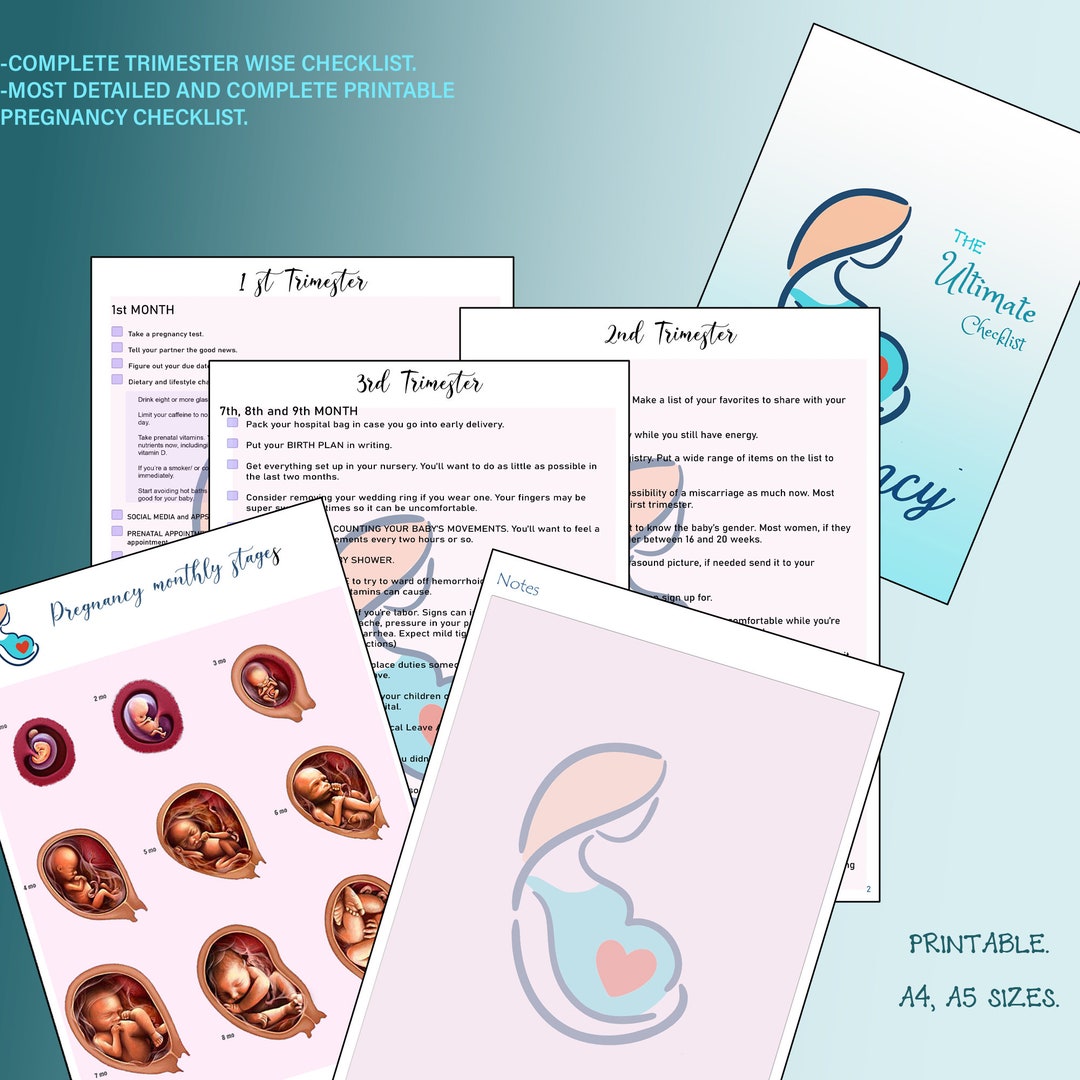 Complete Pregnancy Checklist Journal Printable Baby Book Pregnancy ...