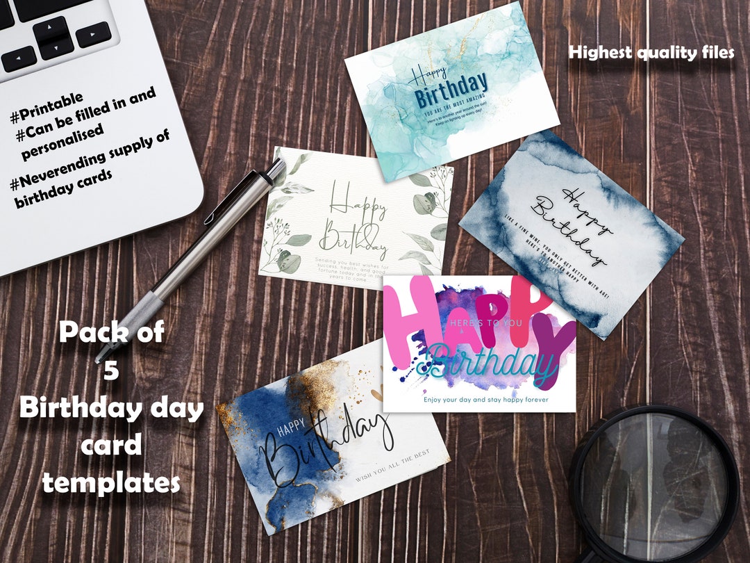 Digital Happy Birthday Card Templates Pack Printable Dad Birthday Mom ...