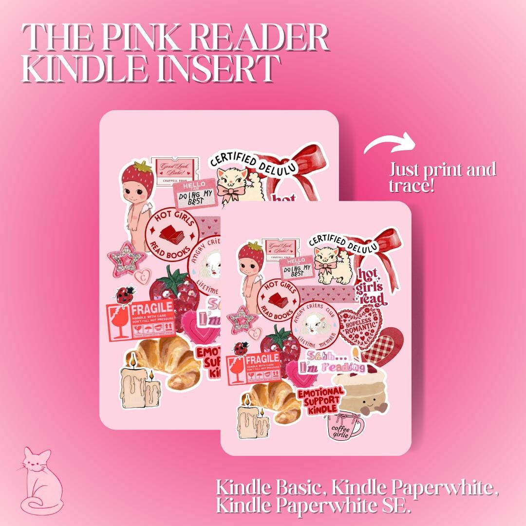 The Pink Reader Kindle Insert| Printable Kindle Insert for Clear Case ...