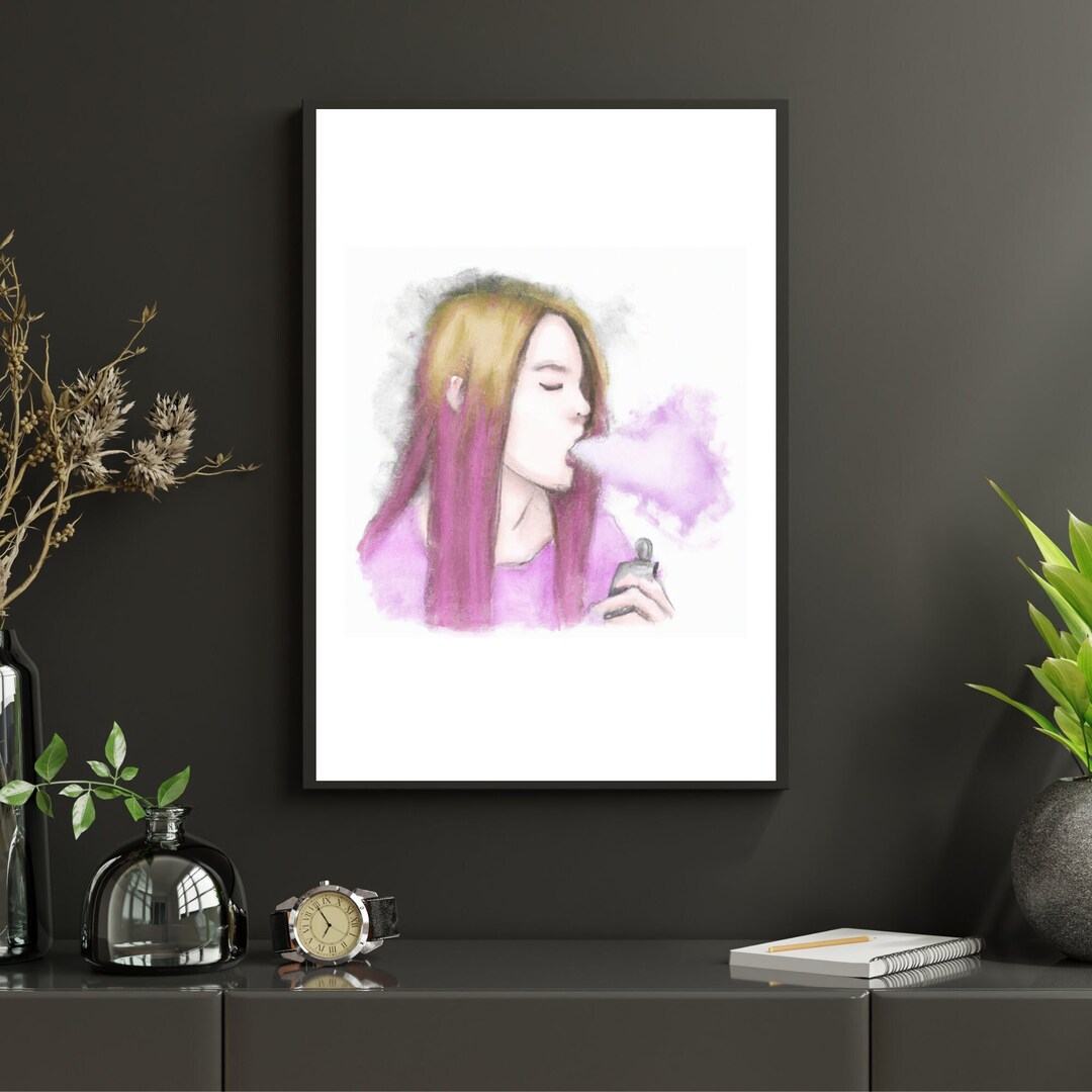 Instant Download ,vape Smoking Girl ,watercolor Print ,original ...
