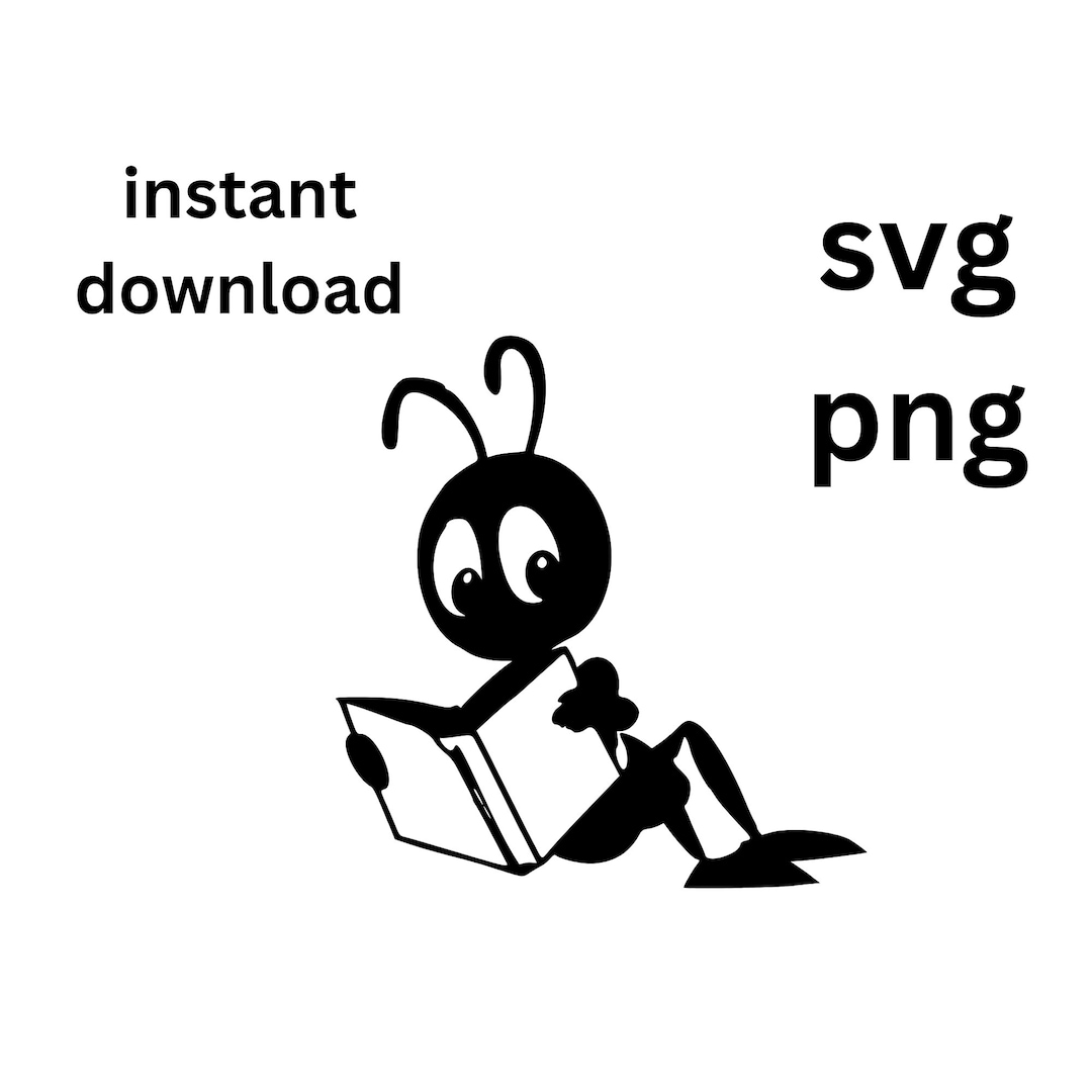 Ant Svg Cutting Image, Ant Clip Art Svg,ant Reading, Ant Reading Book ...
