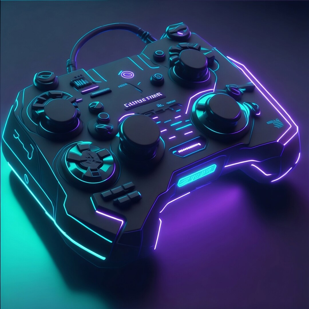 Cyberpunk Game Controller Futuristic Digital Artwork for Gaming ...
