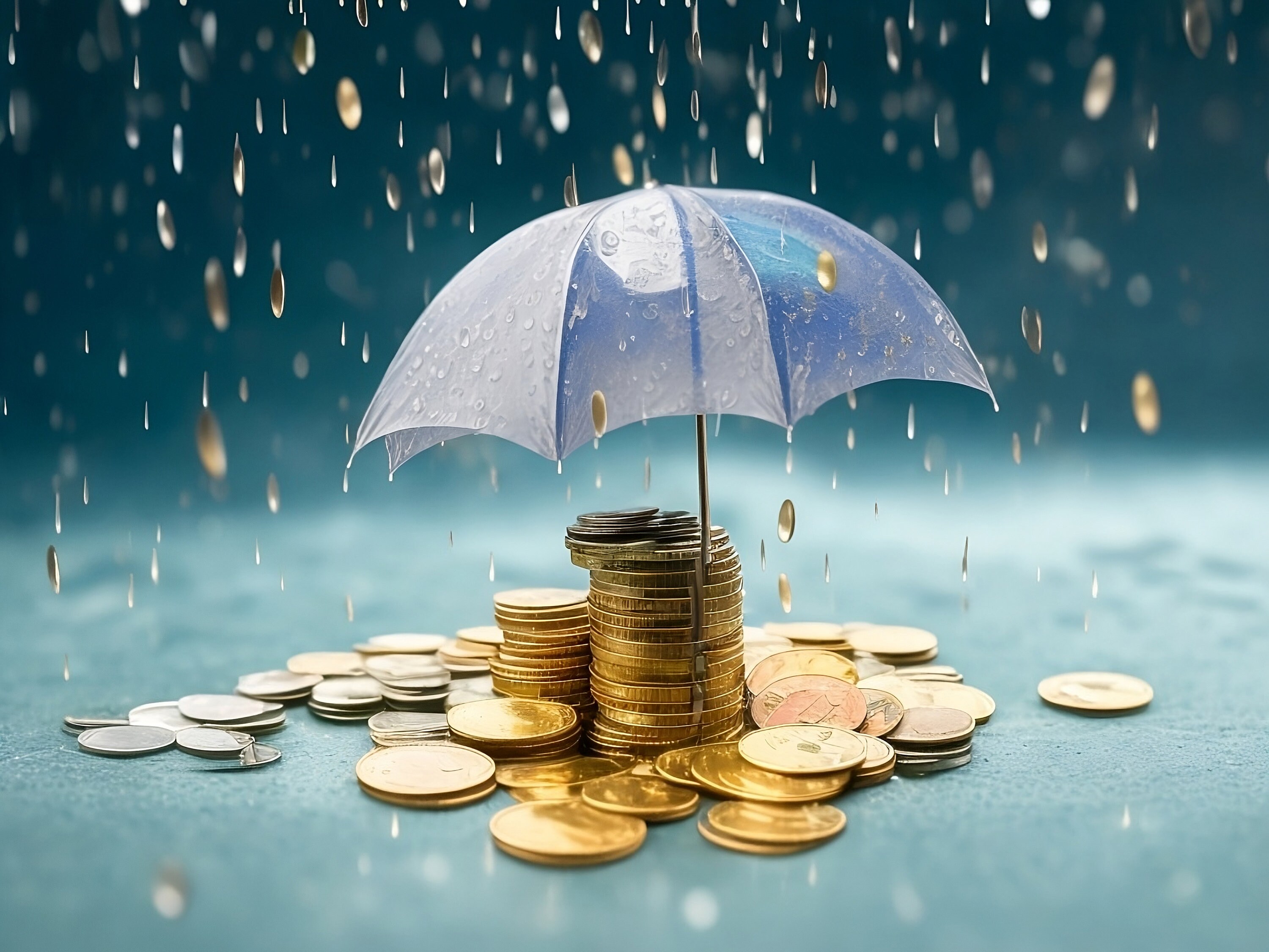Raining Coins and Umbrella - Digital Artwork Illustrating Wealth and ...