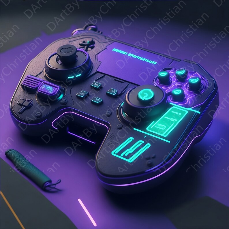 Cyberpunk Game Controller - Futuristic Digital Artwork for Gaming ...