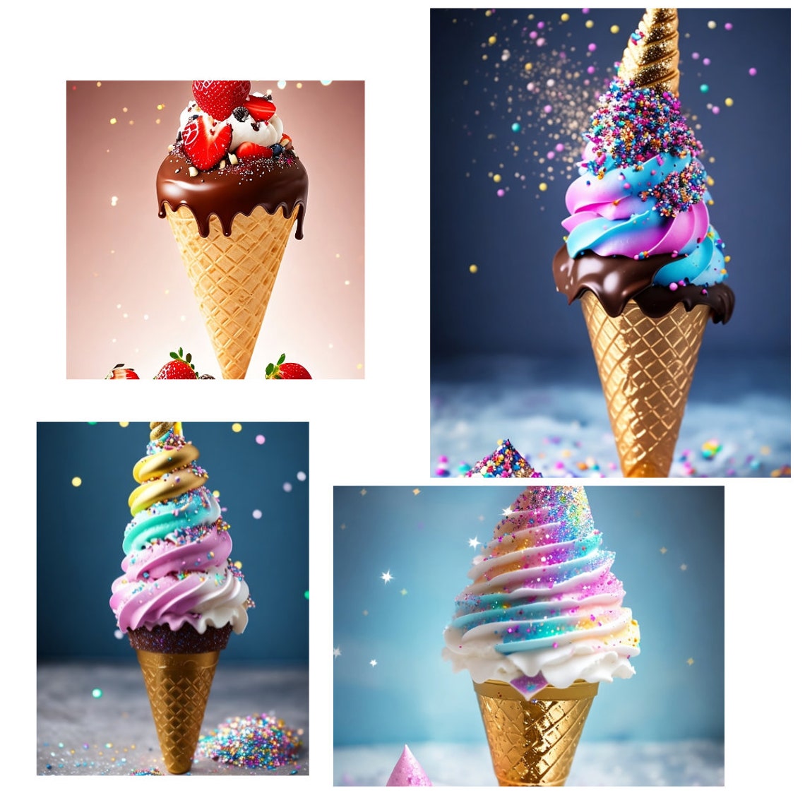 Ice Cream Digital Print Ice Cream Clipart Digital Image Commercial Use ...