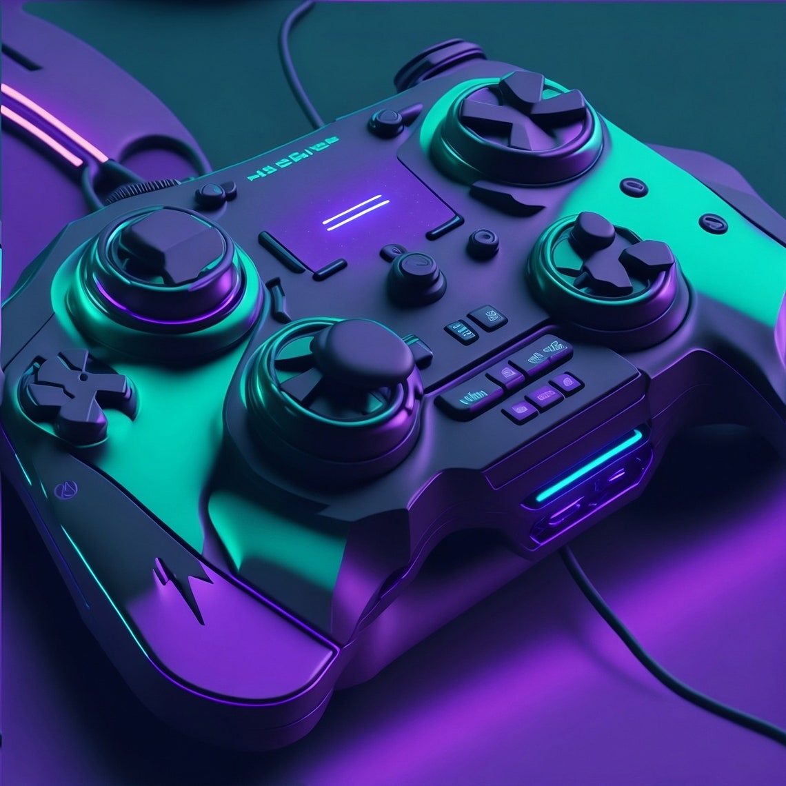 Cyberpunk Game Controller - Futuristic Digital Artwork for Gaming ...