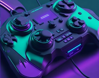 Cyberpunk Game Controller Futuristic Digital Artwork for - Etsy