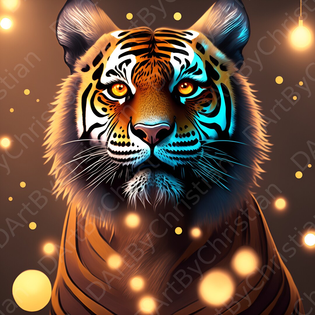 Tiger With Hovering Lights / Tiger in Hovering Lights - Etsy